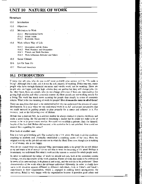 (PDF) UNIT 10 NATURE OF WORK