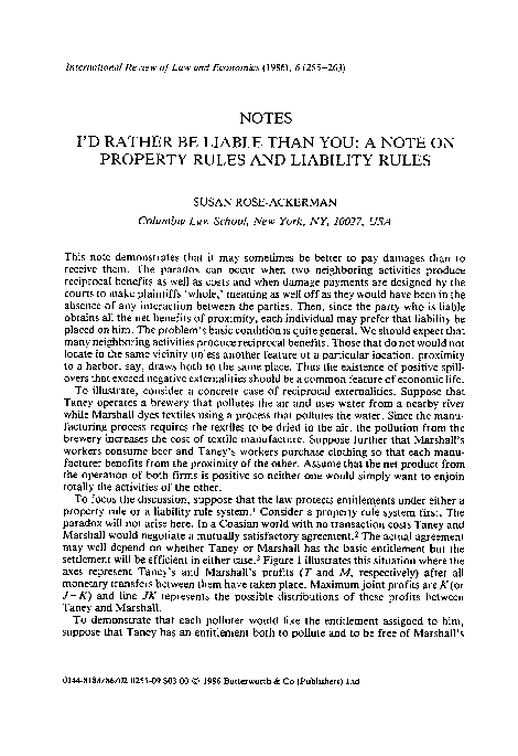 (PDF) I'd rather be liable than you: A note on property rules and ...