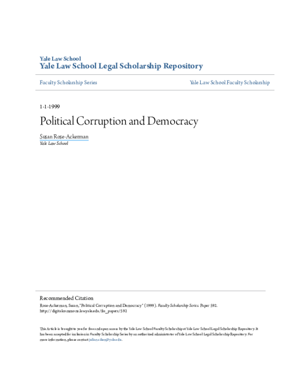 (PDF) Political Corruption and Democracy