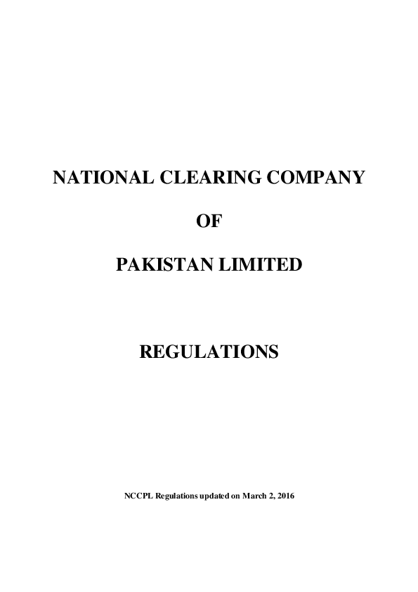 (PDF) NATIONAL CLEARING COMPANY OF PAKISTAN LIMITED REGULATIONS NCCPL ...