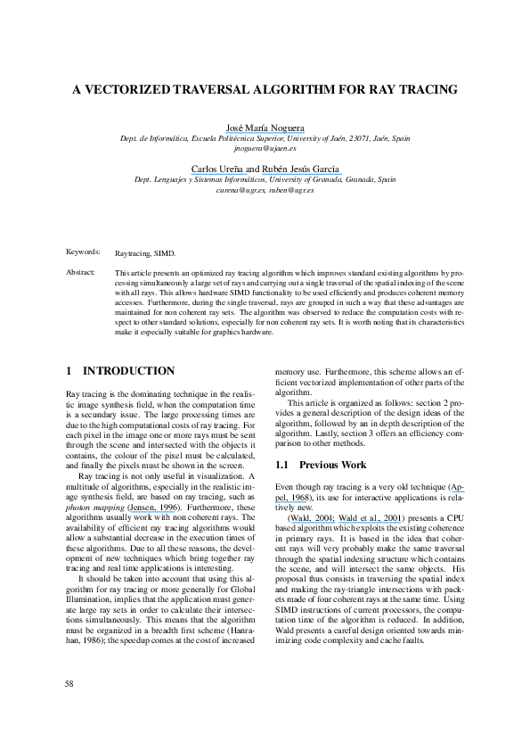(PDF) A Vectorized Traversal Algorithm for Ray Tracing