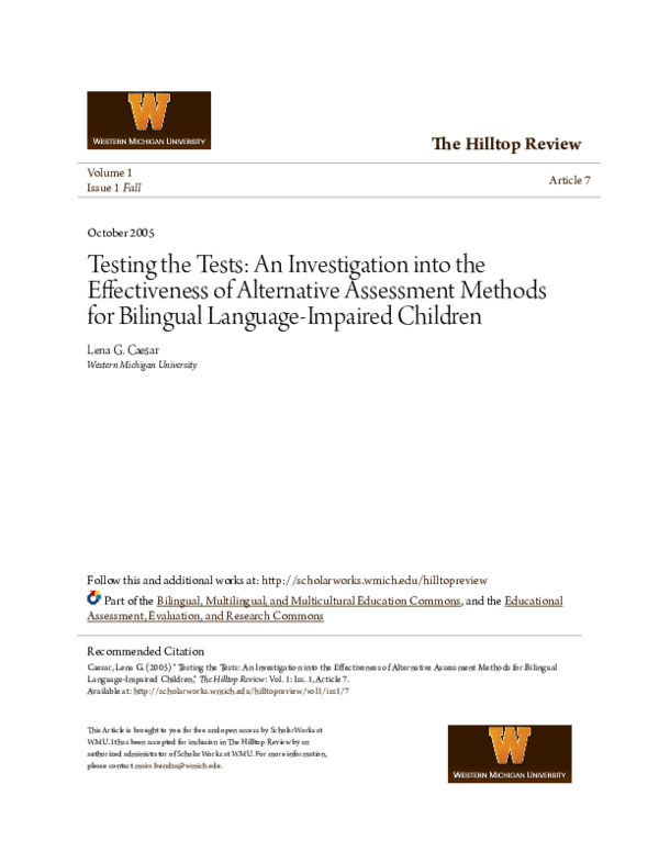 (PDF) Testing the Tests: An Investigation into the Effectiveness of ...