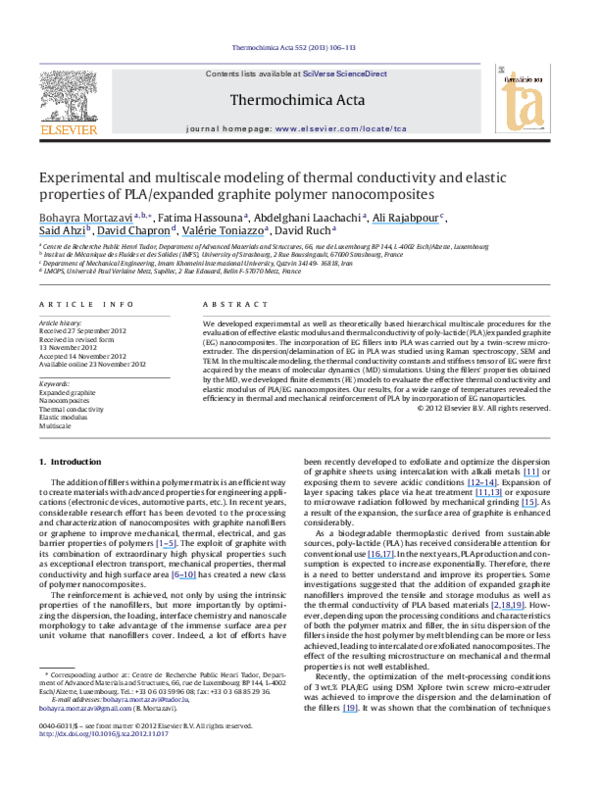 (PDF) Experimental and multiscale modeling of thermal conductivity and ...