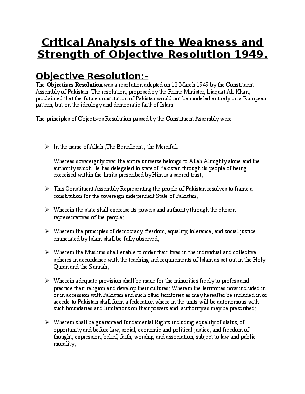 (DOC) Critical Analysis of the Weakness and Strength of Objective ...