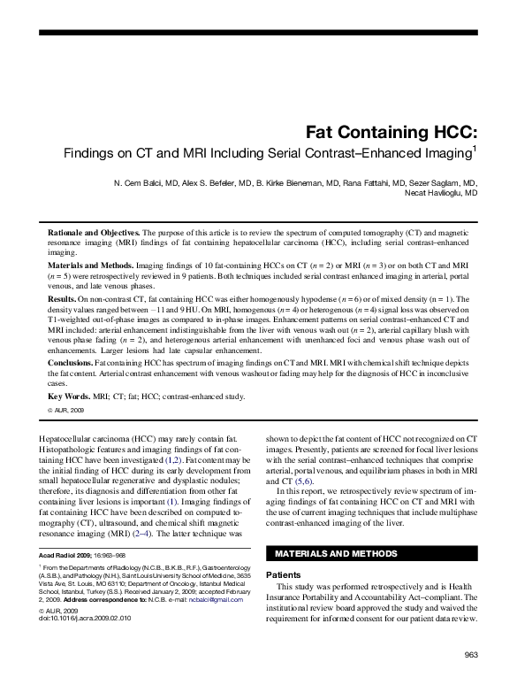 (PDF) Fat Containing HCC