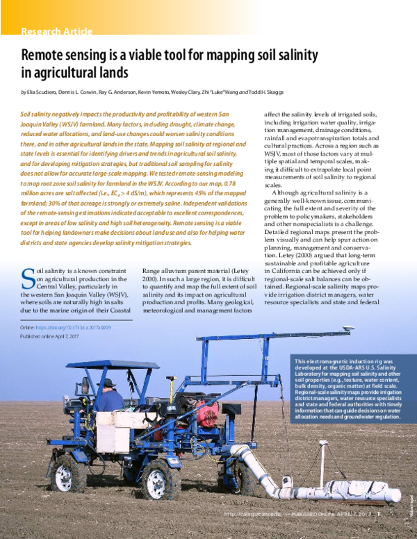 (PDF) Remote sensing is a viable tool for mapping soil salinity in ...