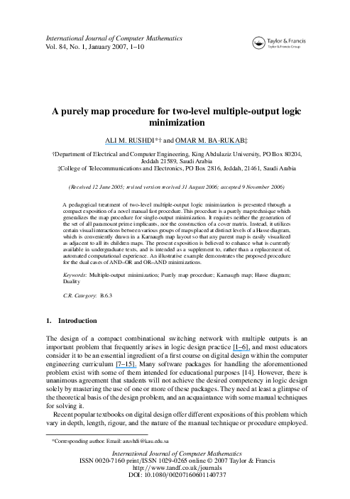 Pdf A Purely Map Procedure For Two Level Multiple Output Logic
