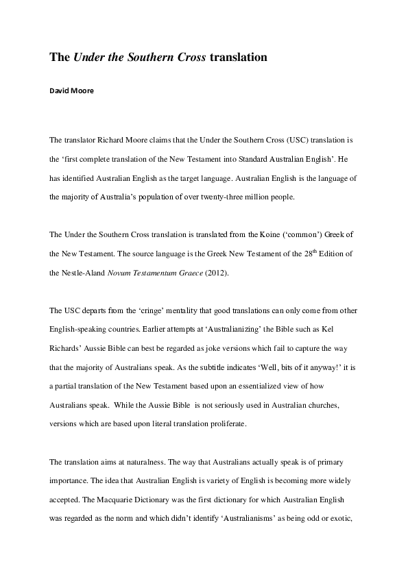 (PDF) The Under the Southern Cross translation