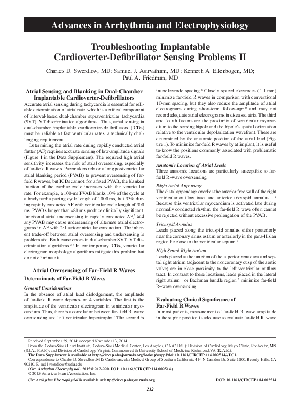 (PDF) Atrial Sensing and Blanking in Dual-Chamber Implantable ...