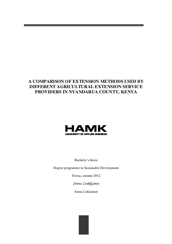 (PDF) A COMPARISON OF EXTENSION METHODS USED BY DIFFERENT AGRICULTURAL ...