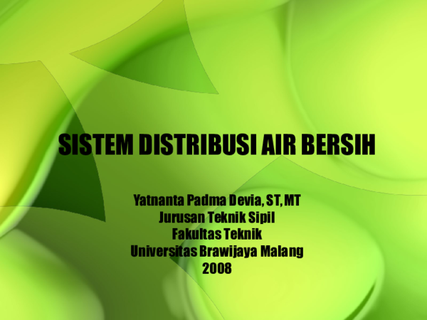 (PPT) Sistem distribusi air bersih