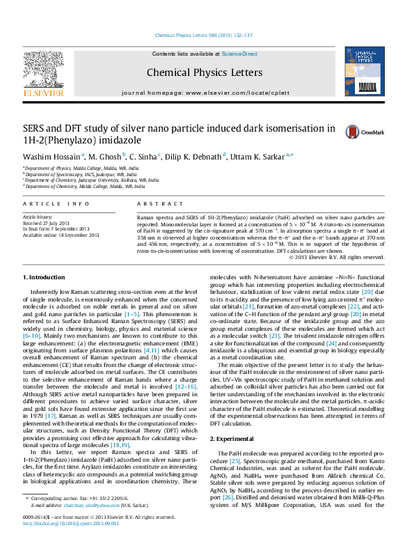 (PDF) Pai-H-AgNP SERS-DFT Chem Phys Lett, 2013, 586, 132-137.pdf