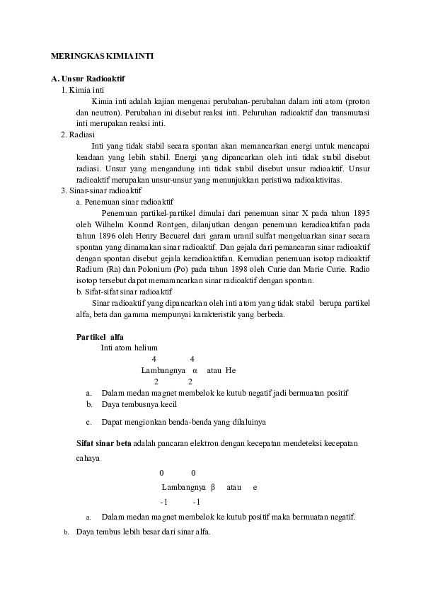 (DOC) MERINGKAS KIMIA INTI