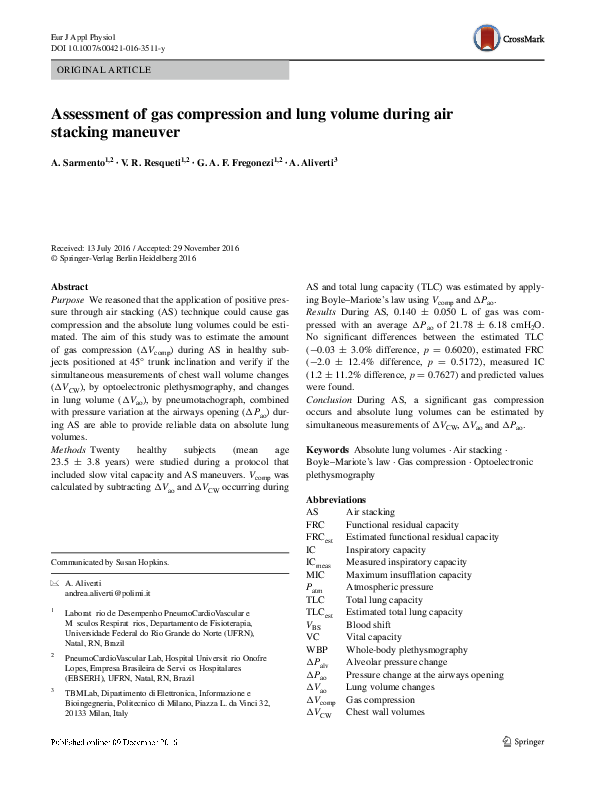 (PDF) Assessment of gas compression and lung volume during air stacking ...