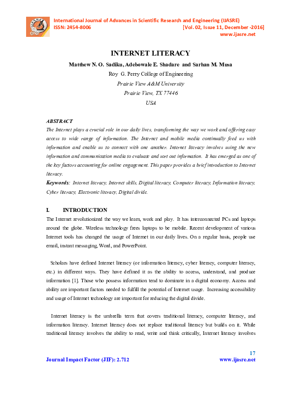 (PDF) INTERNET LITERACY