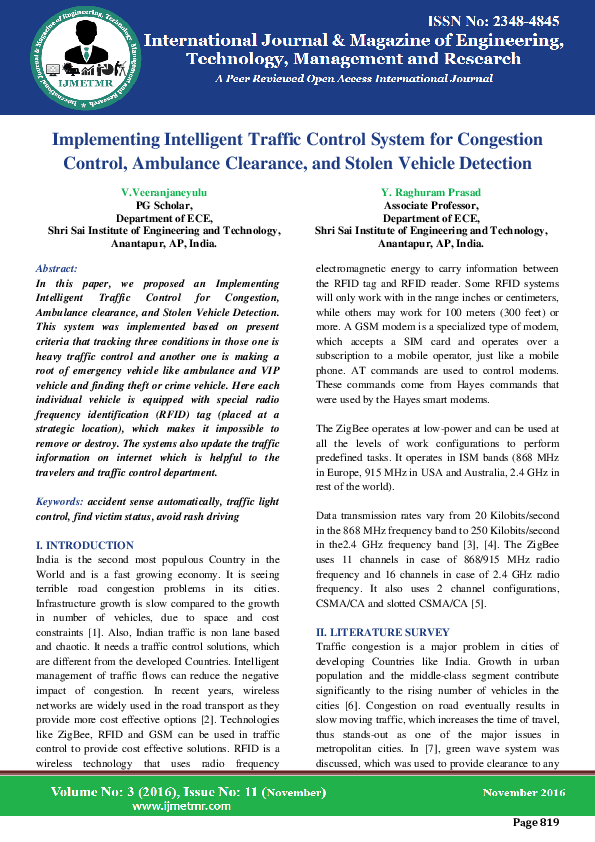 Implementing Intelligent Traffic Control System for Congestion Control ...