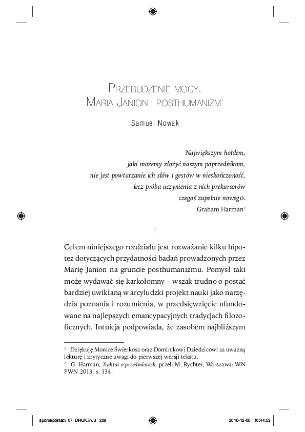 (PDF) Przebudzenie mocy. Maria Janion i posthumanizm