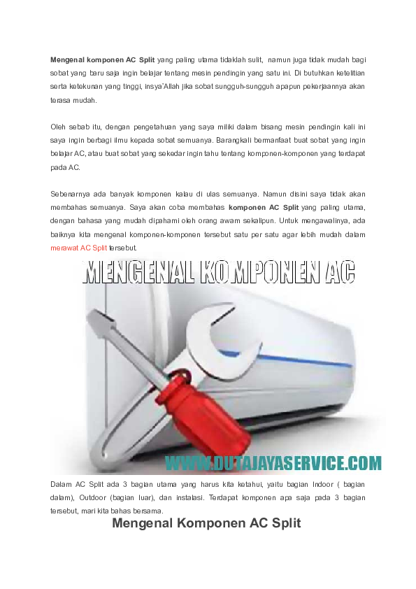 (DOC) Mengenal komponen AC Split yang paling utama tidaklah sulit