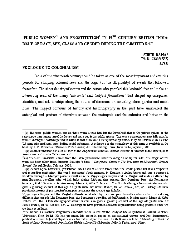 (PDF) 'Public Women' and Prostitution in 19th Century British India ...