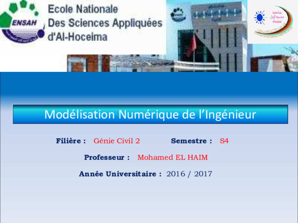 (PDF) Chapitre I Introduction a la Modelisation Numerique