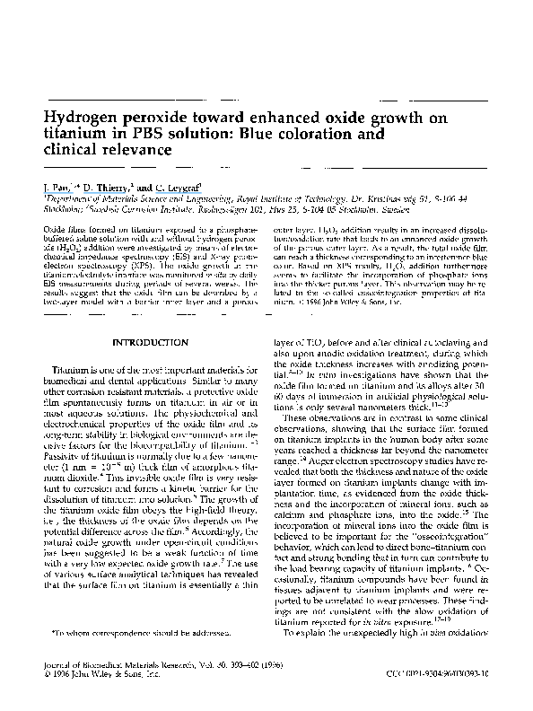 (PDF) Hydrogen peroxide toward enhanced oxide growth on titanium in PBS ...
