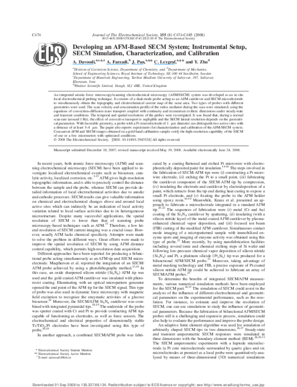 (PDF) Combined Scanning Electrochemical-Atomic Force Microscopy (SECM-AFM): Simulation and ...