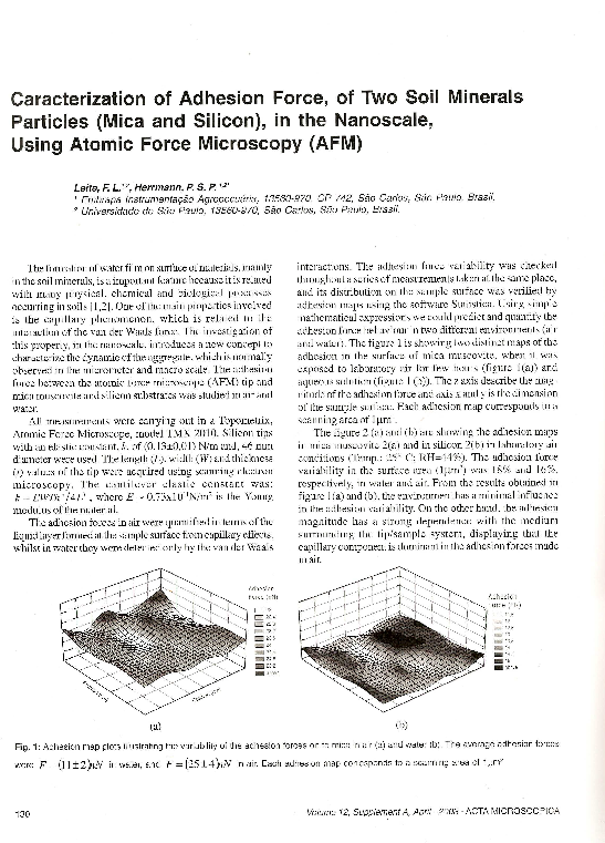 (PDF) Characterization of adhesion force, of two soil minerals ...