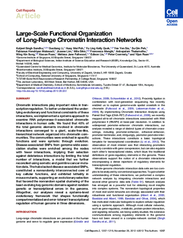 (PDF) Large-Scale Functional Organization of Long-Range Chromatin Interaction Networks