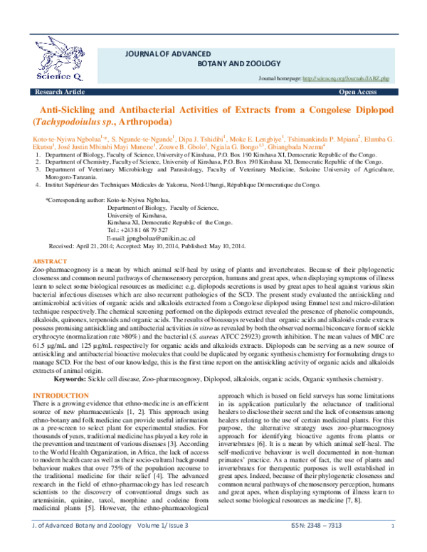 (PDF) Anti-Sickling and Antibacterial Activities of Extracts from a ...