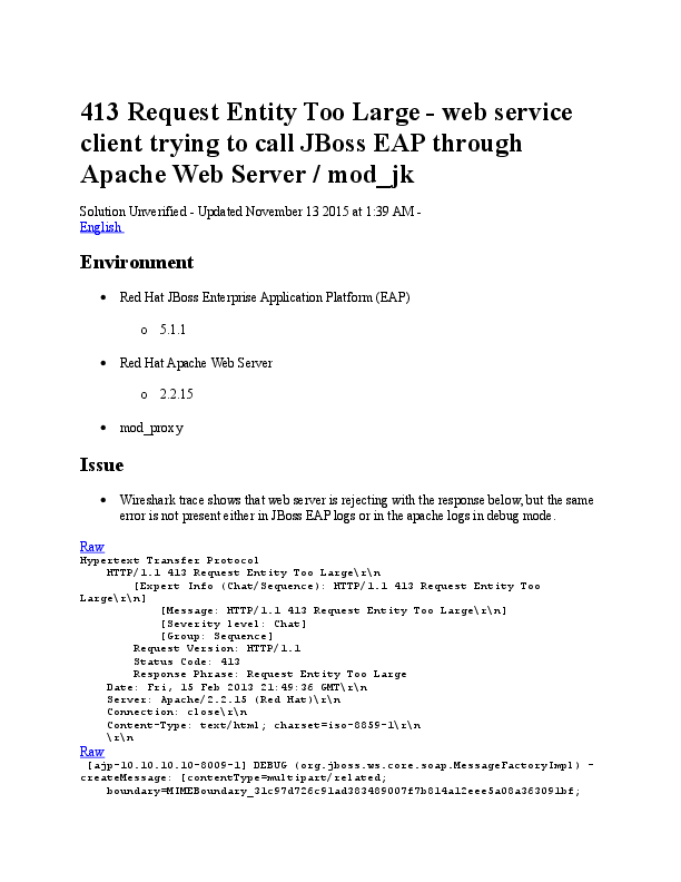 (DOC) 413 Request Entity Too Large -web service client trying to call JBoss EAP through Apache ...