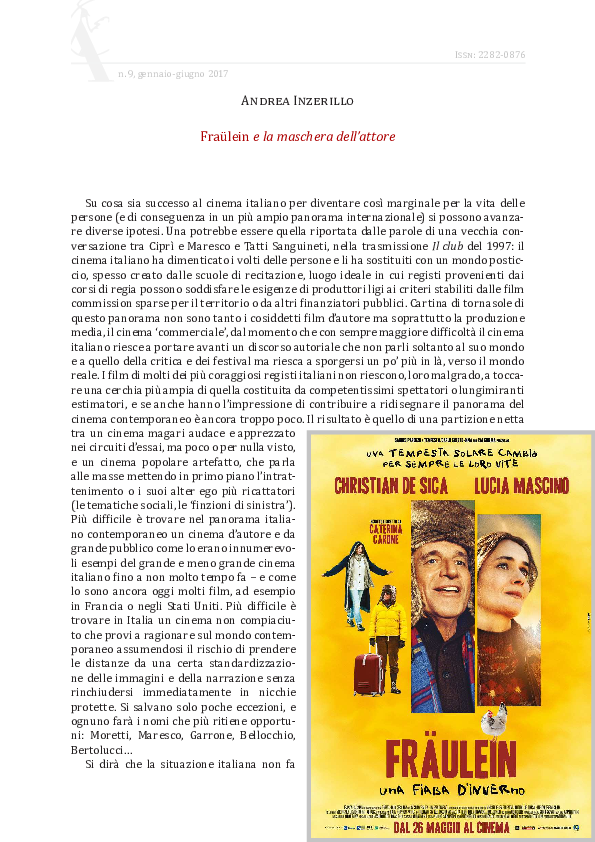 (PDF) Fraülein e la maschera dell'attore