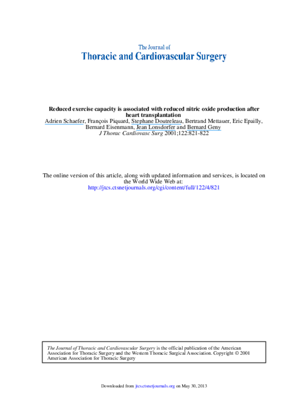 (PDF) Reduced exercise capacity is associated with reduced nitric oxide ...