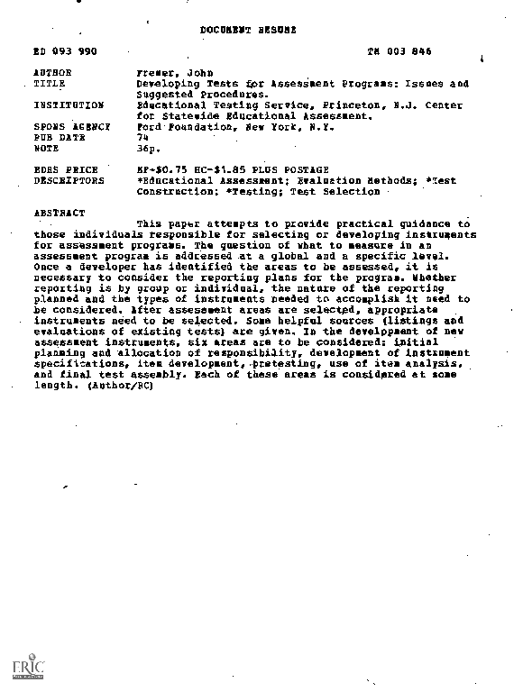 (PDF) Developing Tests for Assessment Programs: Issues and Suggested ...