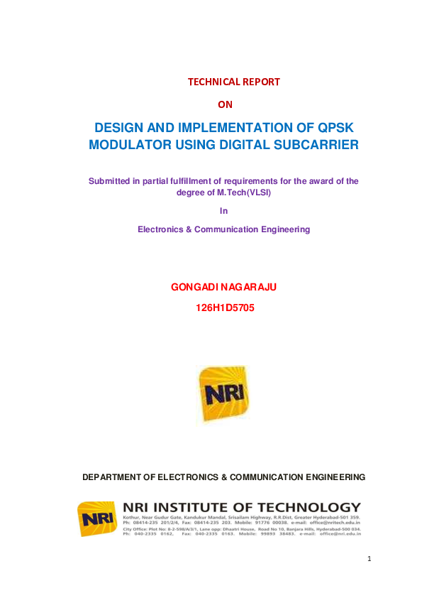 Pdf Design And Implementation Of Qpsk Modulator Using Digital Subcarrier Gongadi Nagaraju