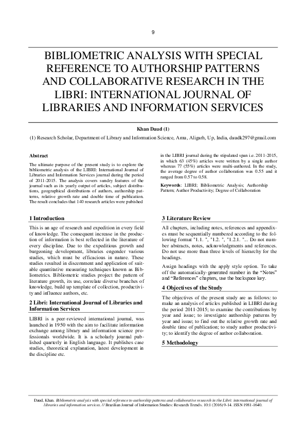 (PDF) BIBLIOMETRIC ANALYSIS WITH SPECIAL REFERENCE TO AUTHORSHIP ...