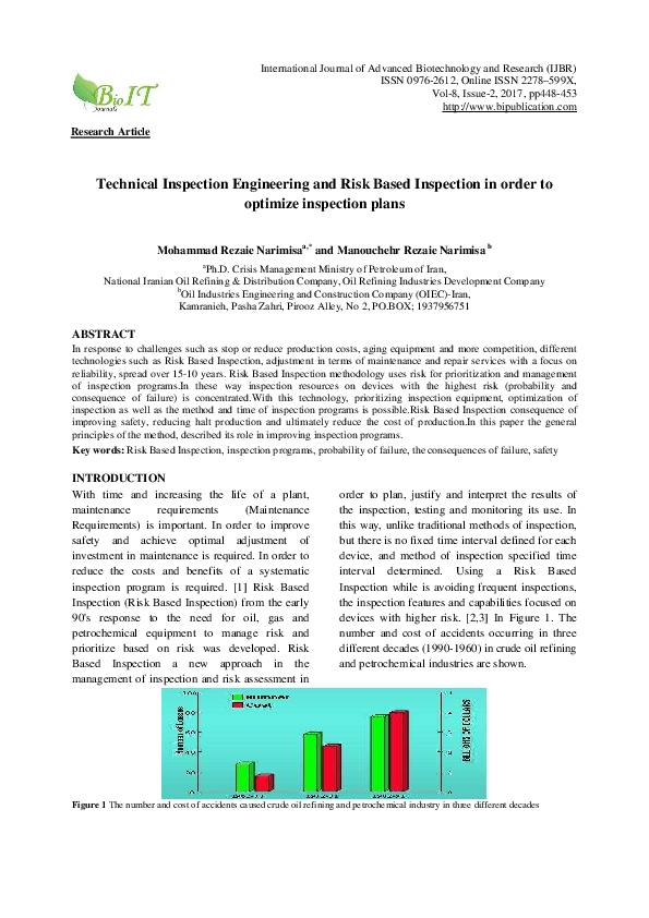 (PDF) Technical Inspection Engineering and Risk Based Inspection in ...