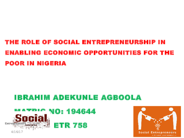 (PPT) THE ROLE OF SOCIAL ENTREPRENEURSHIP IN ENABLING ECONOMIC