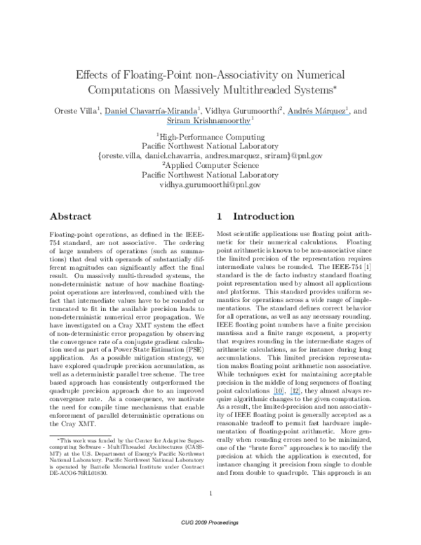 (PDF) Effects of Floating-Point non-Associativity on Numerical Computations on Massively ...