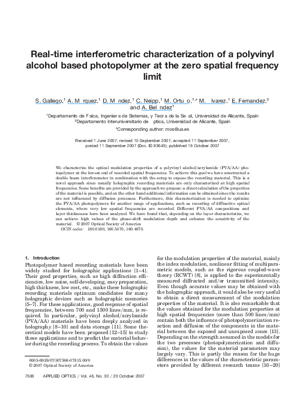 (PDF) Measurement of polymerization-shrinkage evolution during curing in photopolymer with a ...