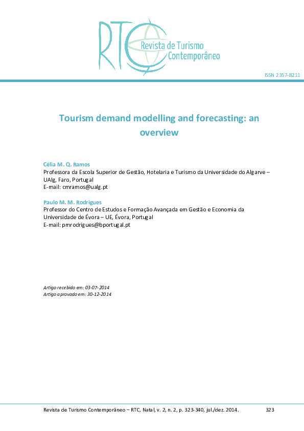 Pdf Tourism Demand Modelling And Forecasting An Overview