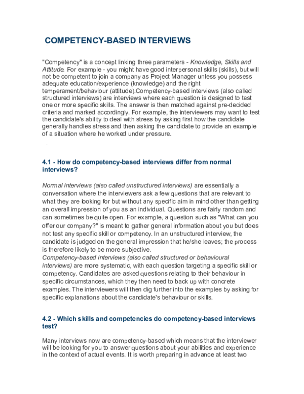 (DOC) COMPETENCY-BASED INTERVIEWS