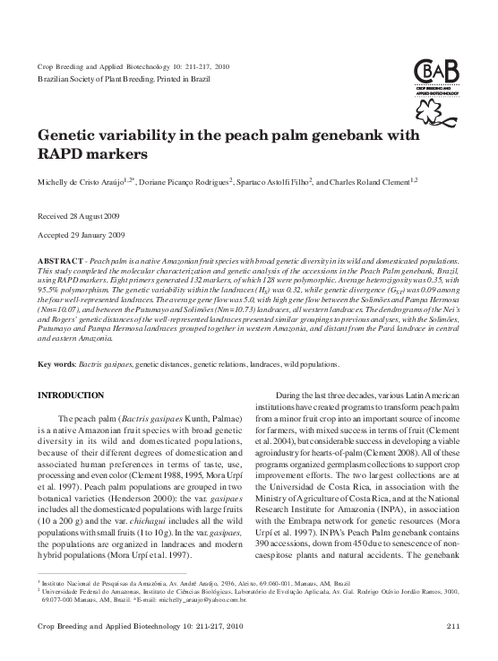 (PDF) Brazilian Society of Plant Breeding. Printed in Brazil Genetic ...
