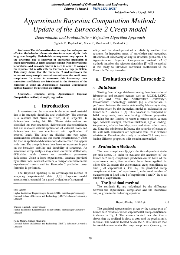 Pdf Approximate Bayesian Computation Method Update Of The Eurocode 2 0254
