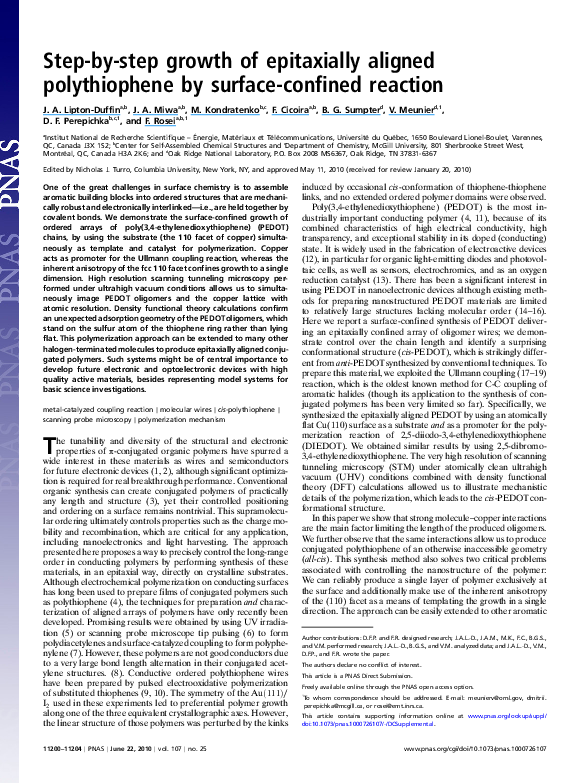 (PDF) Step-by-step growth of epitaxially aligned polythiophene by ...