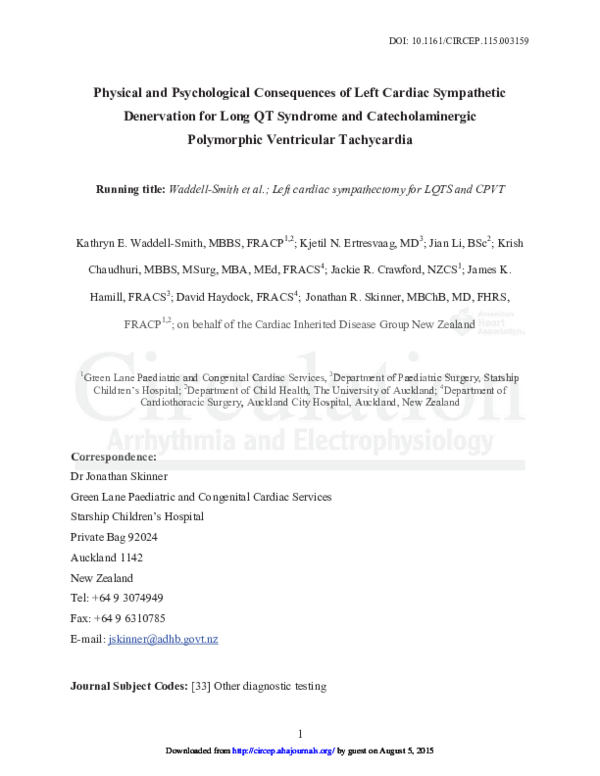(PDF) Physical and Psychological Consequences of Left Cardiac Sympathetic Denervation for Long ...