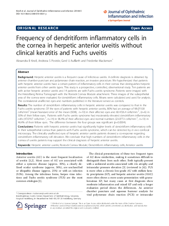 (PDF) Frequency of dendritiform inflammatory cells in the cornea in ...