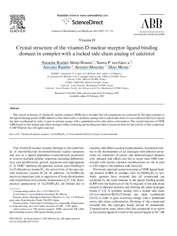 (PDF) Crystal structure of the vitamin D nuclear receptor ligand ...