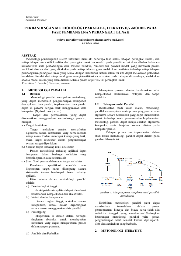 Pdf Perbandingan Methodologi Parallel Iterativev Model Pada Fase Pembangunan Perangkat Lunak 