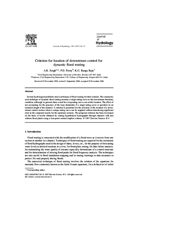 (PDF) Criterion for location of downstream control for dynamic flood ...