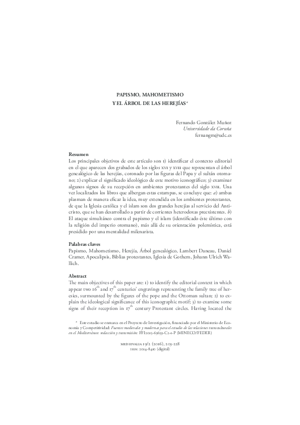 (PDF) Papismo, Mahometismo y el árbol de las herejías